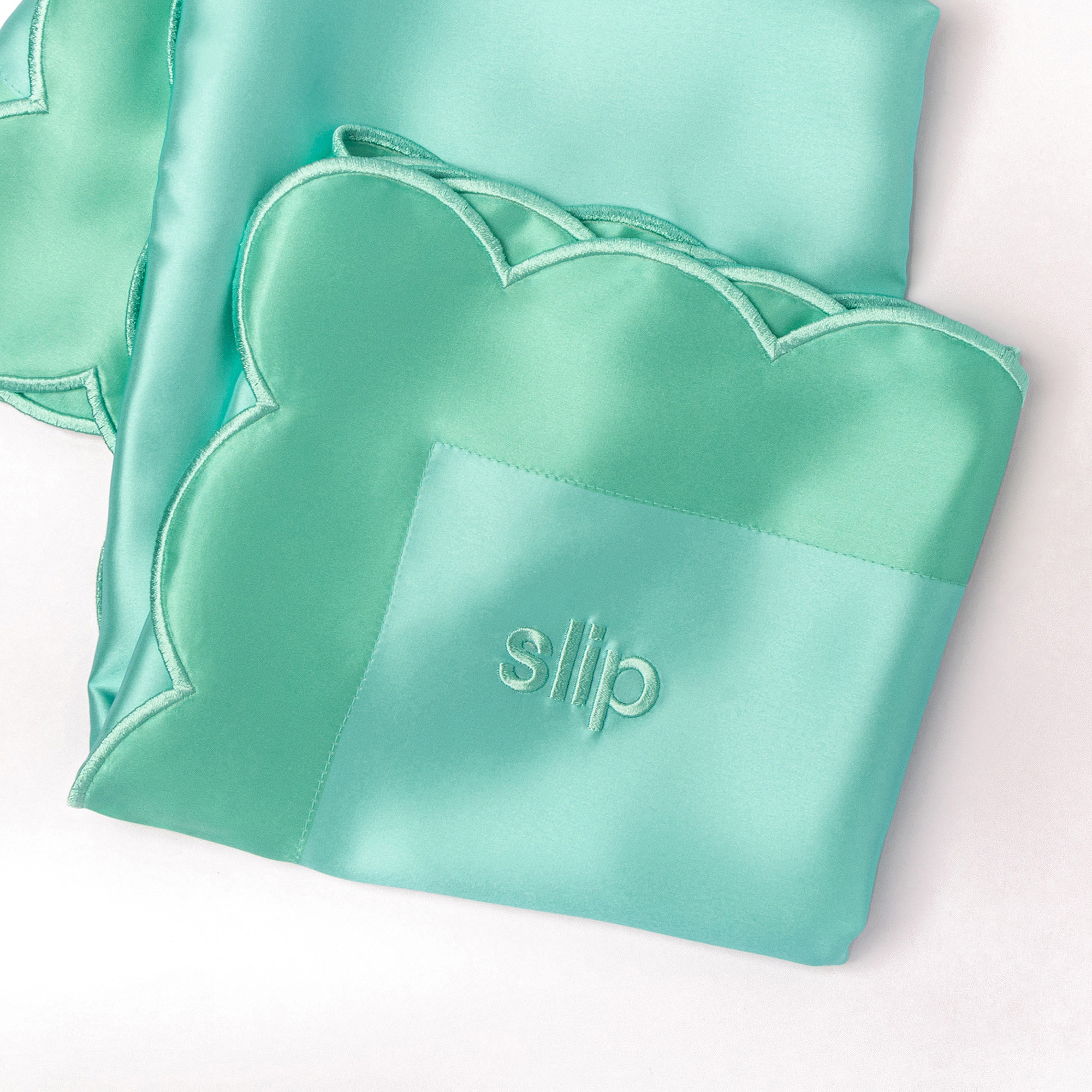 slip pure silk queen pillowcase with scalloped edge - turquoise | Perigold