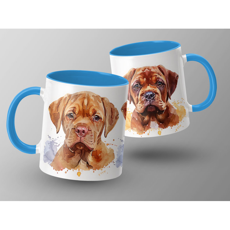East Urban Home Set of 3 – Watercolor Dogue de Bordeaux Design 11oz ...