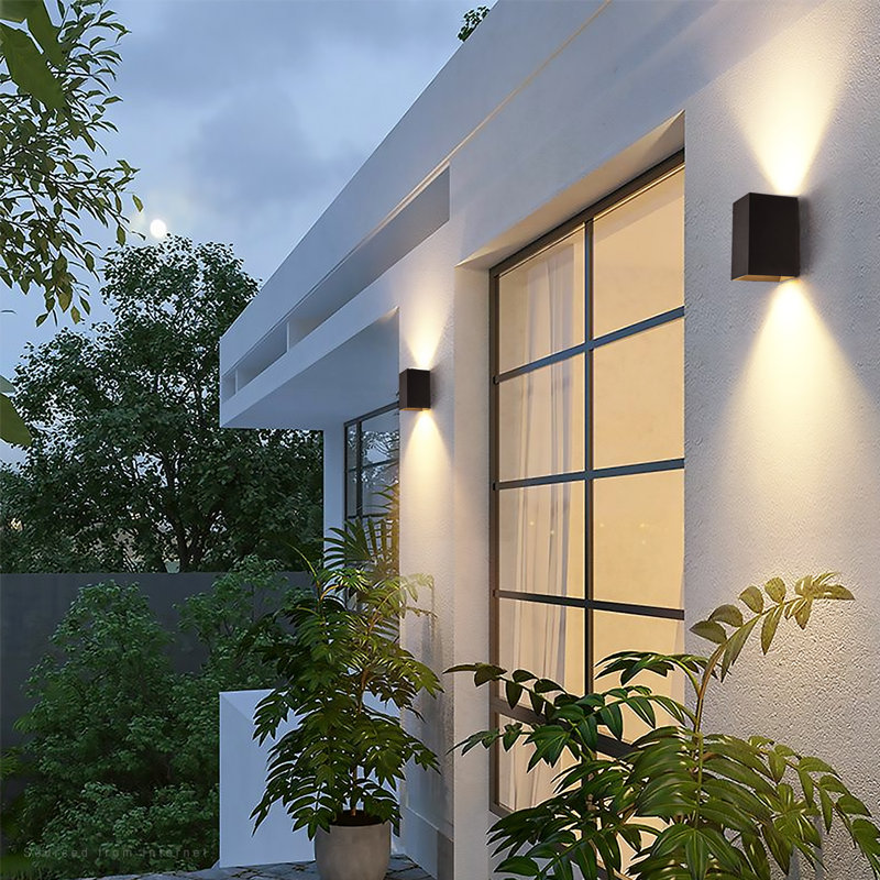 Wrought Studio Cascade LED Square Wall Sconces Outdoor Modern Up & Down ...