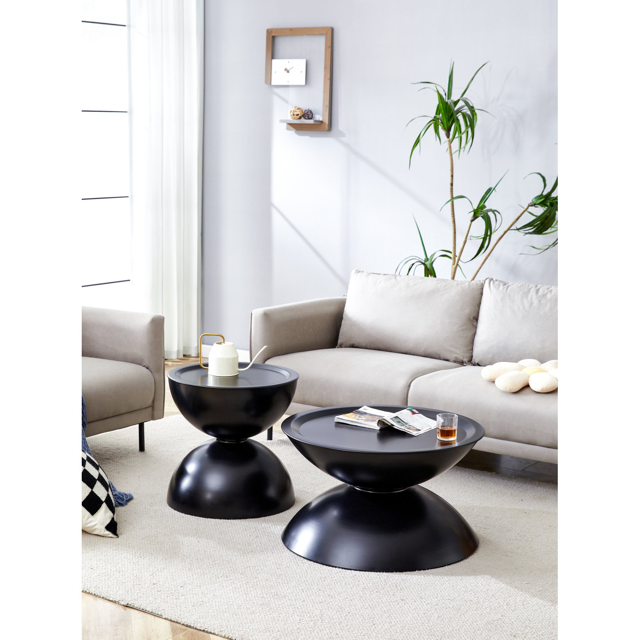 George Oliver Coffee Round Tables With STORGE MOVABLE TABLE TOP ...