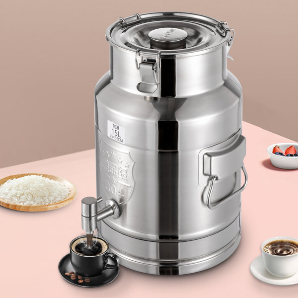 Prep & Savour Demitrios Stainless Steel Milk Can Beverage Dispenser ...