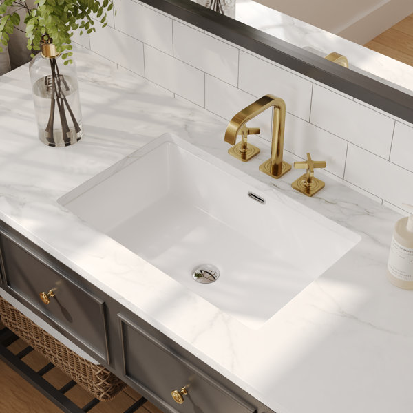 DeerValley 24" x 16" White Ceramic Rectangular Undermount Bathroom Sink ...