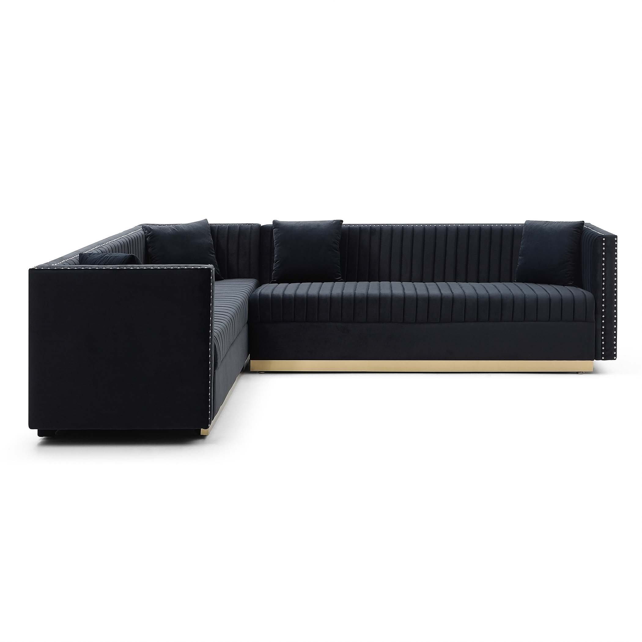 Hokku Designs Contemporary Vertical Channel Tufted Velvet Sectional ...
