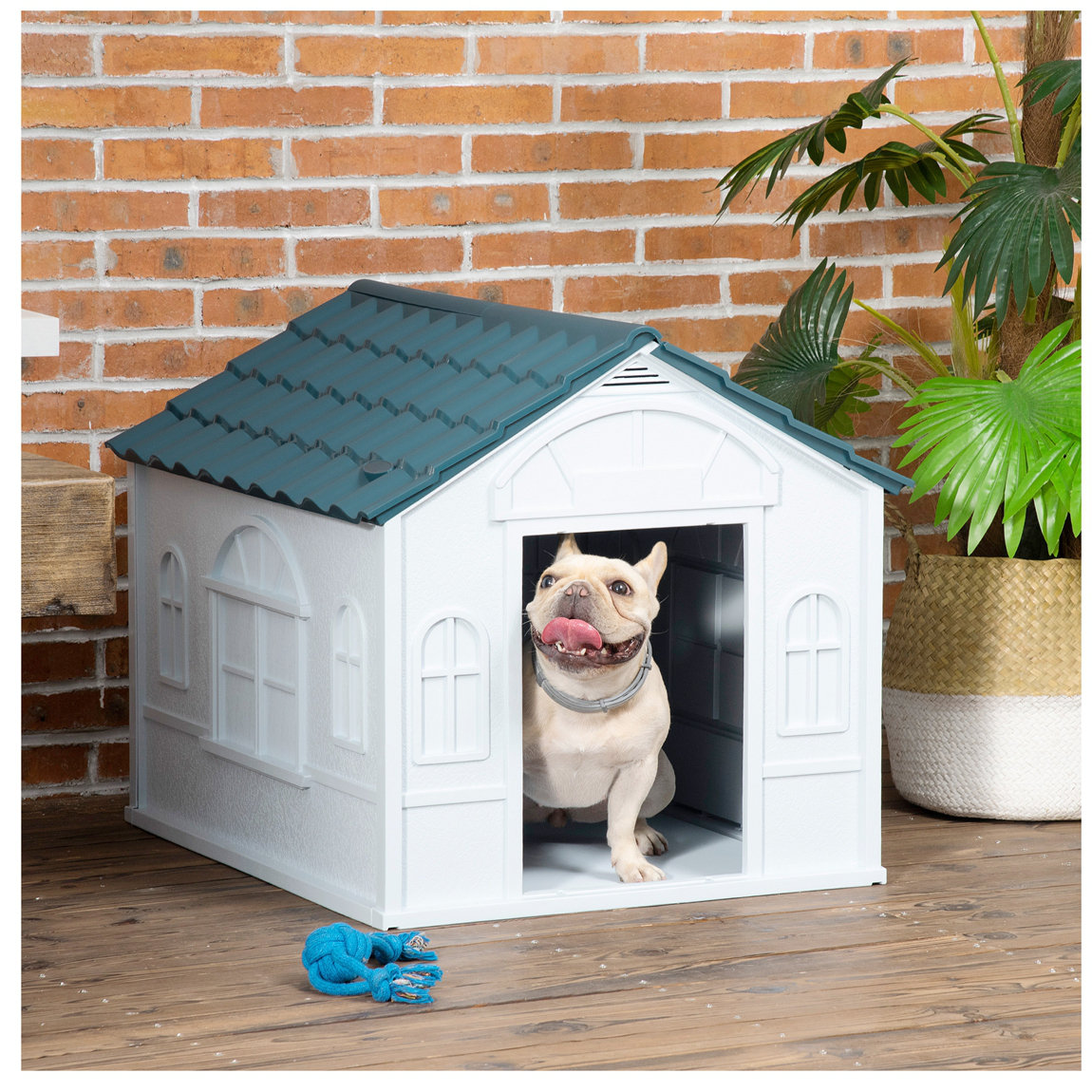 17 Stories Buttars Resin Dog House | Wayfair