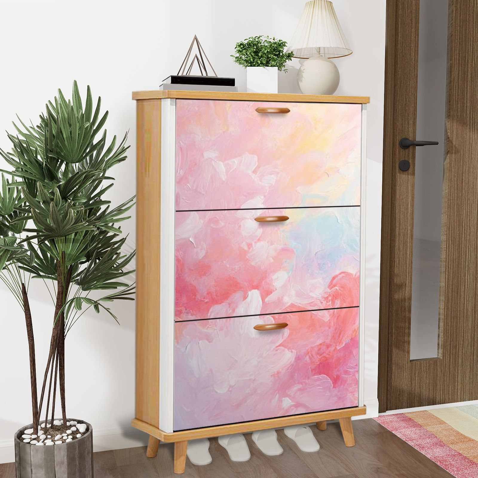 East Urban Home Shoe Storage Cabinet with 3 Flip Drawers for Art hand ...