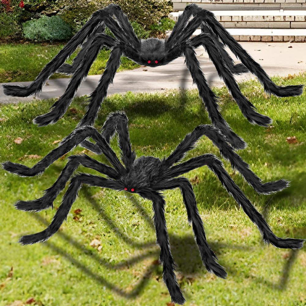 The Holiday Aisle® 2Pcs 6.6 ft Giant Spider Upgrade Scary Halloween ...