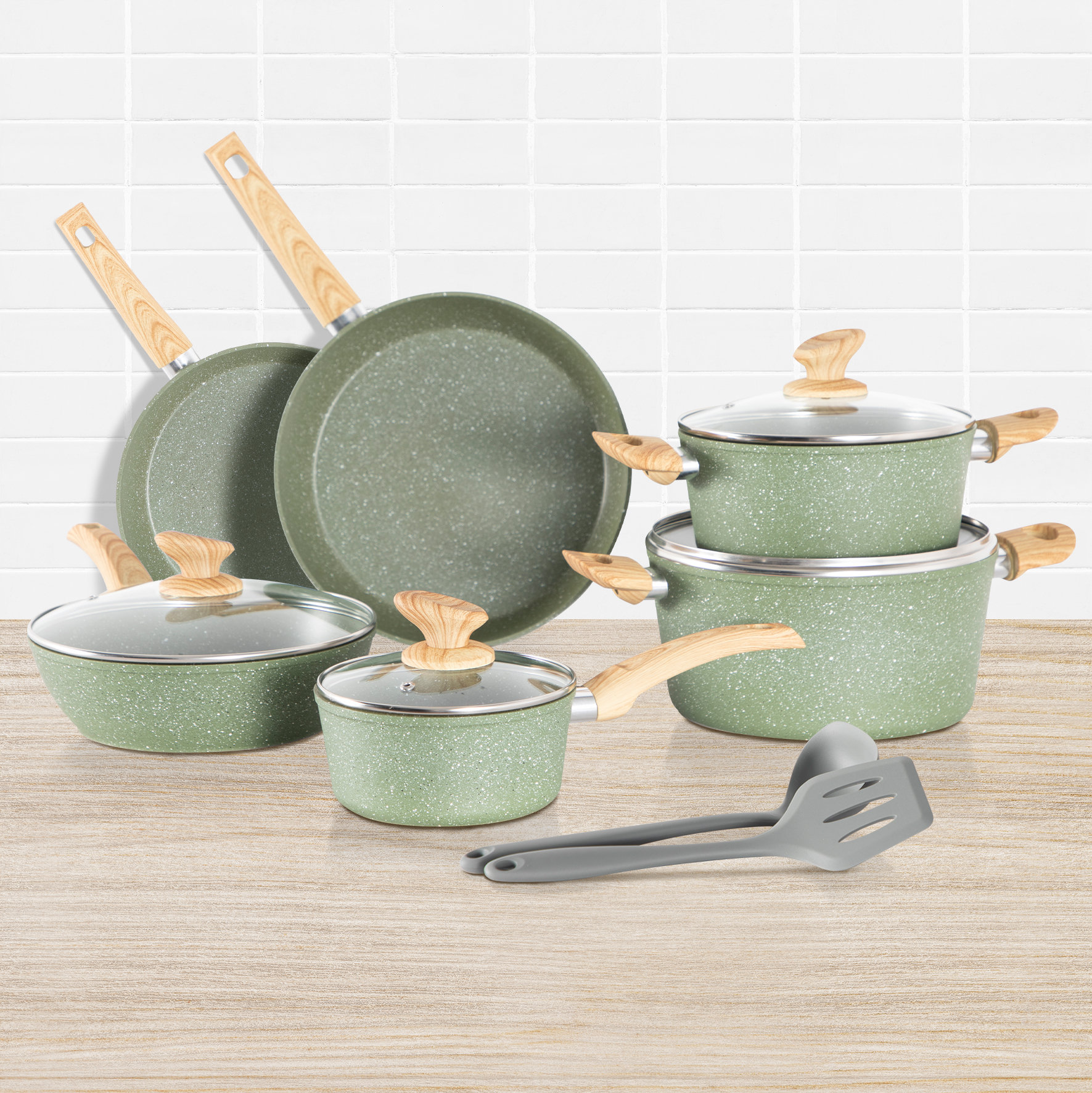 Prep & Savour Djavad 12 Piece Nonstick kitchen Cookware Pots and Pans ...