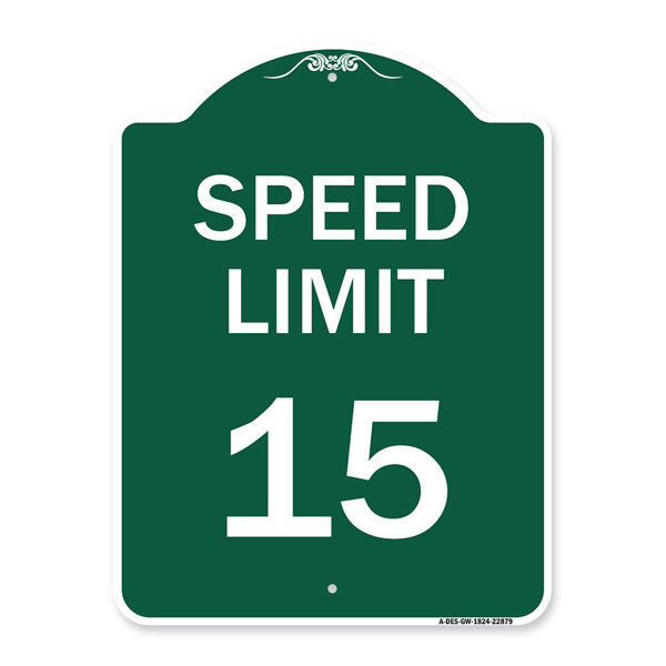 Signmission Designer Series Sign - Speed Limit 15 Mph | Green & White ...