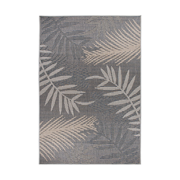 Bayou Breeze Bahama Palm Frond Gray/Ivory/Blue, Indoor & Outdoor Area ...