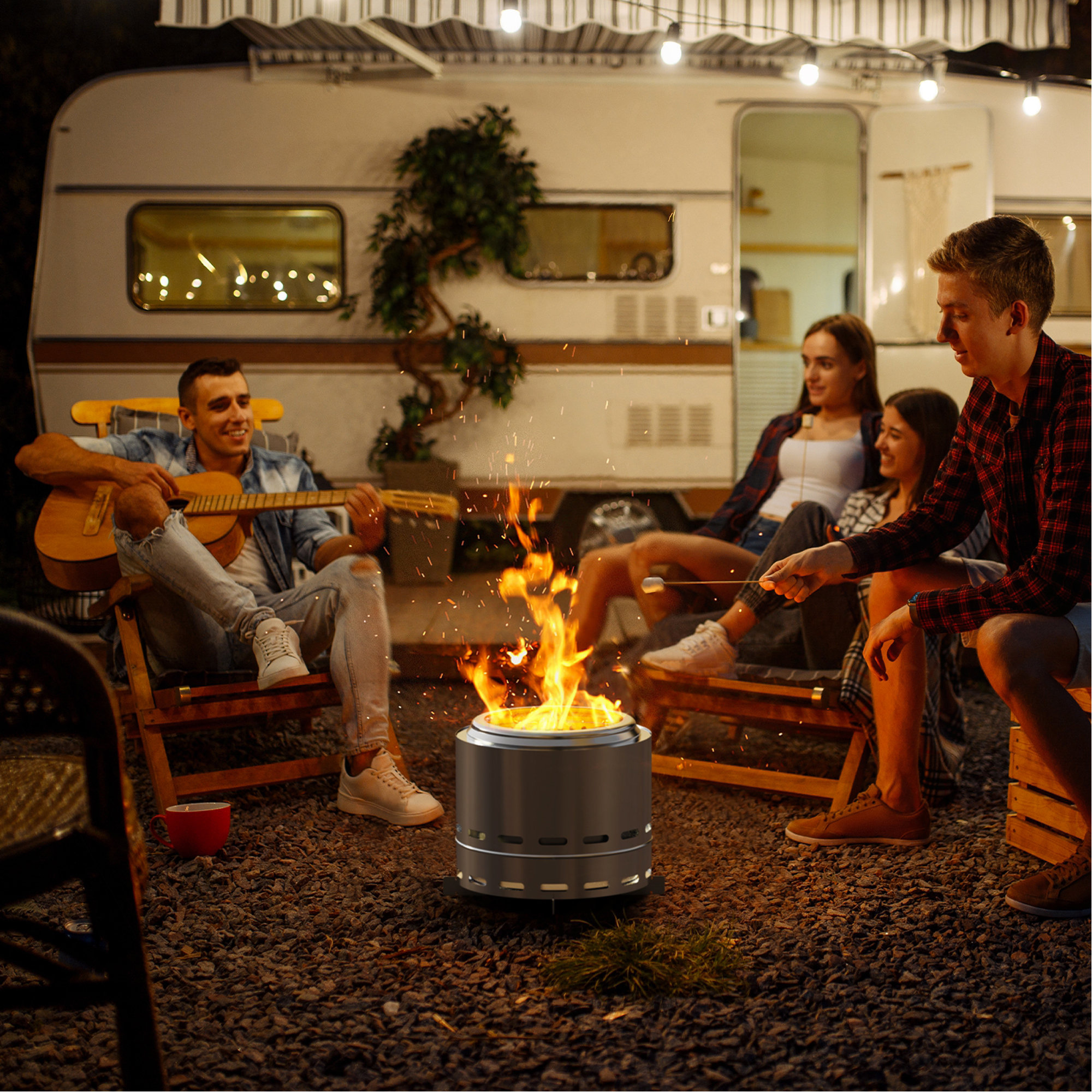 Arlmont & Co. Smokeless Fire Pit, Portable Outdoor Firepit, Wood ...
