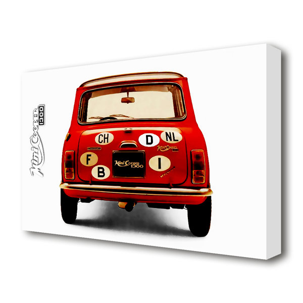 East Urban Home Mini Cooper Retro Rear - Wrapped Canvas Print | Wayfair ...
