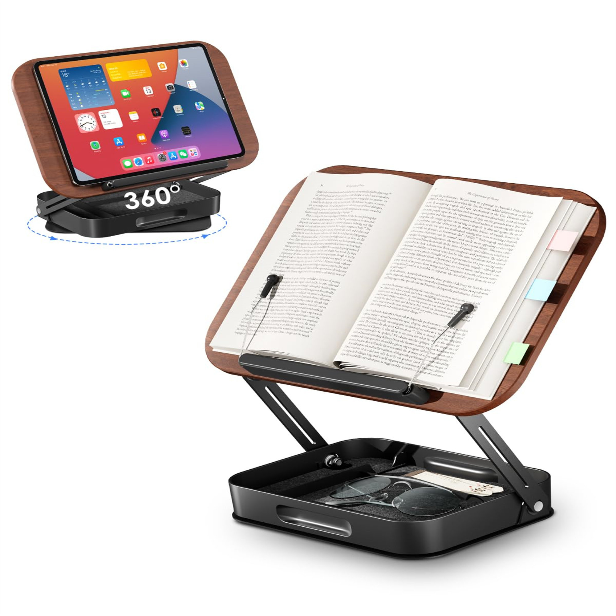 17 Stories Book Stand, Rotatable Wooden Book Display Stand With Height ...