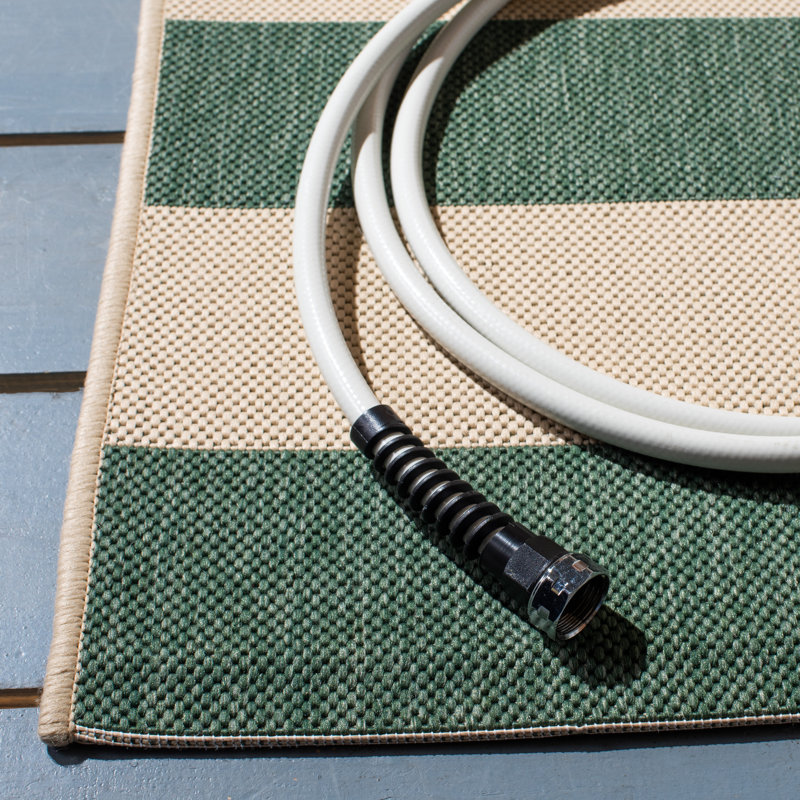 Sand & Stable™ Kempston Striped Beige/Dark Green Outdoor Area Rug ...