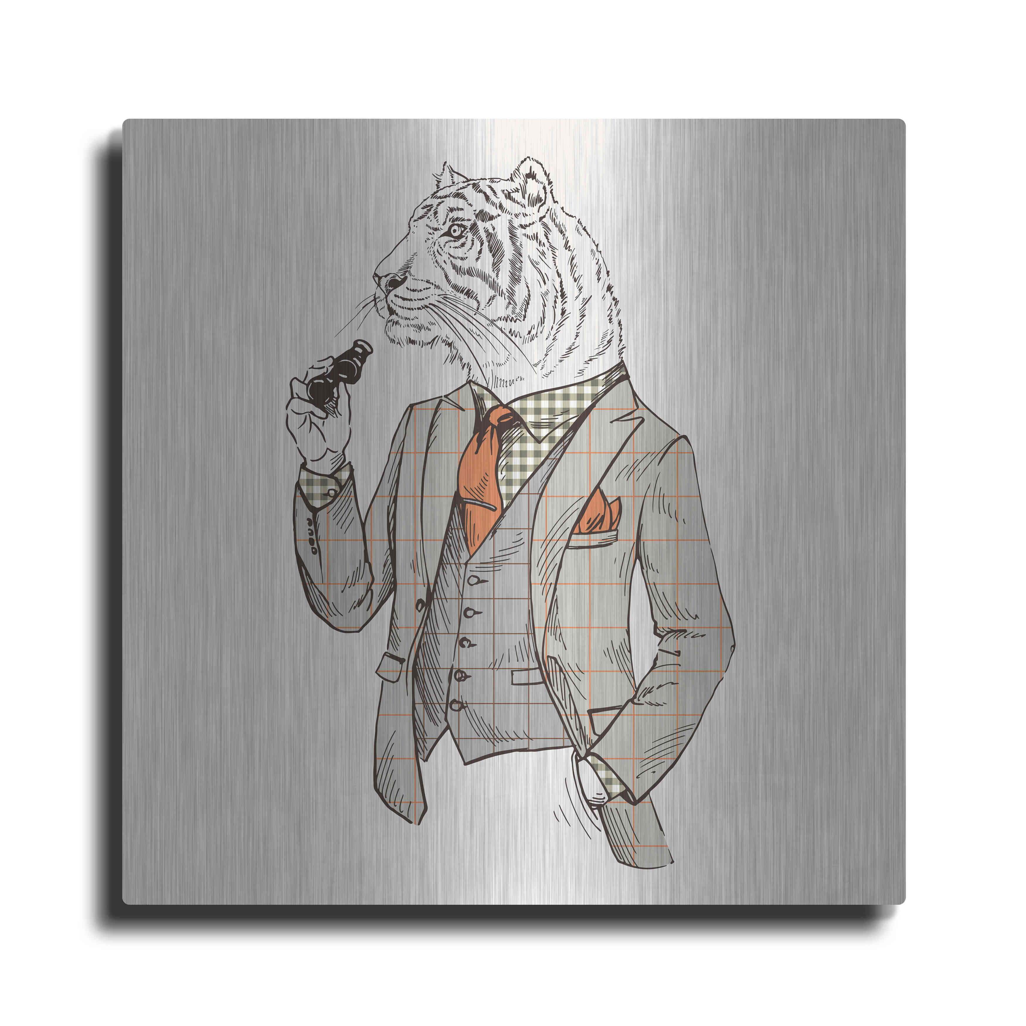 Trinx Luxe Metal Art 'Tigerman' By Graphinc, Metal Wall Tigerman by ...