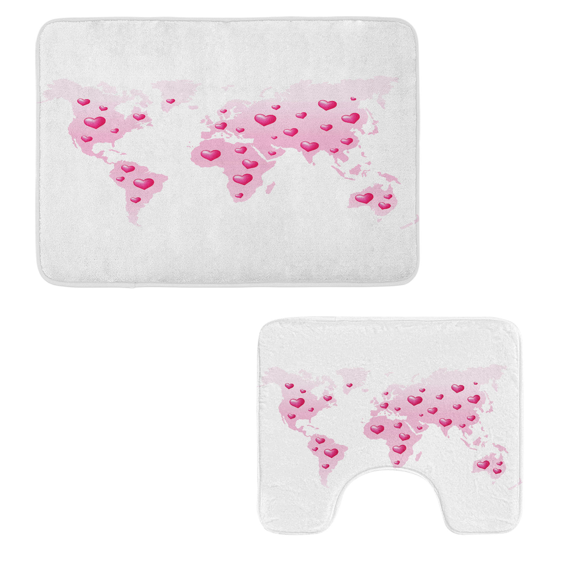 East Urban Home Pink Bathroom Rug Set 2 Pieces Rectangle & Contour Mats ...
