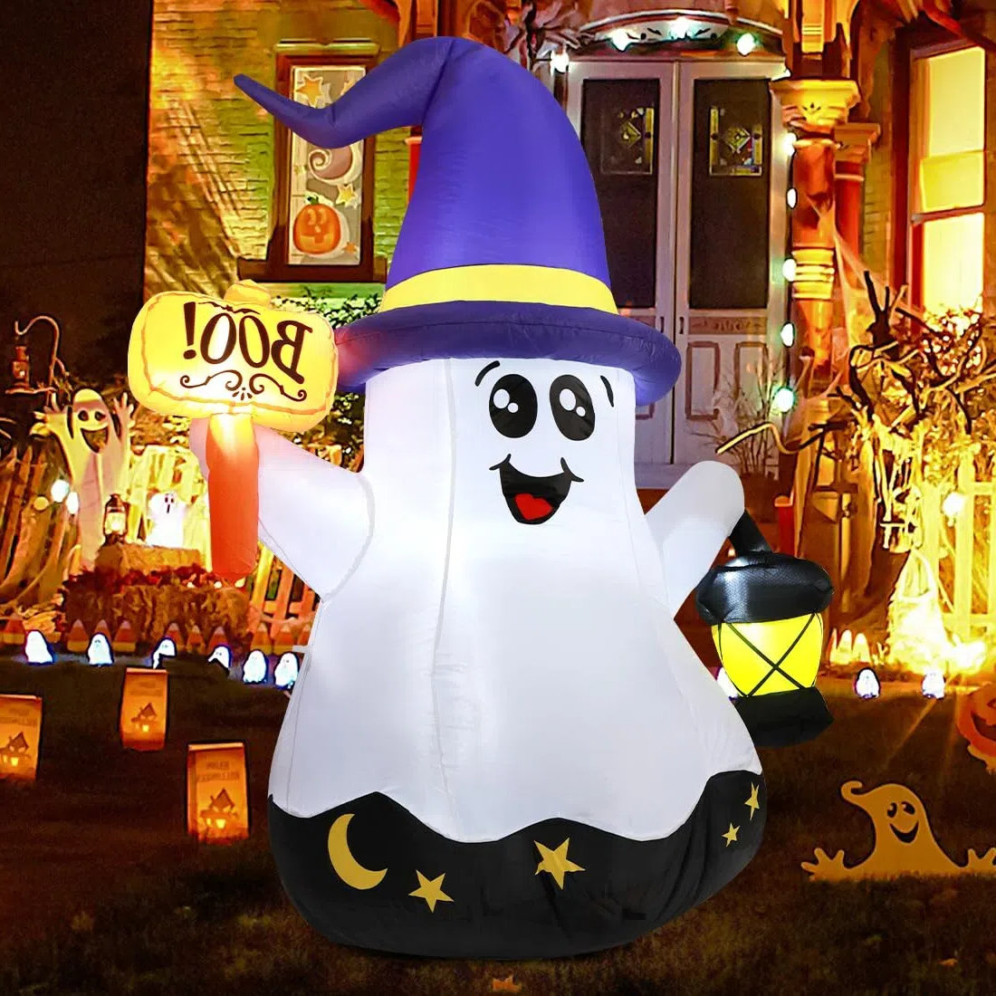 The Holiday Aisle® Halloween Inflatables Ghost Outdoor Decorations Blow ...