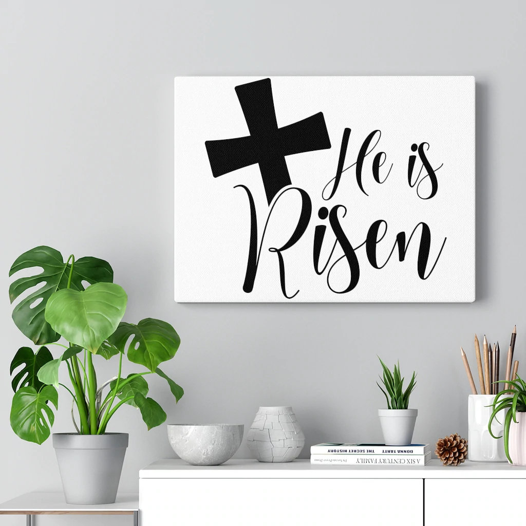 Trinx Scripture Canvas He Is Risen Christian Wall Art Print Ready To ...