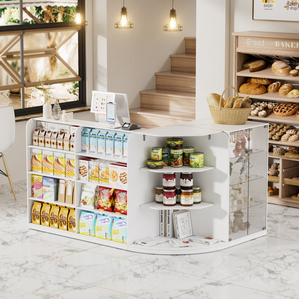 Ebern Designs L-shaped Storage Reception Desk With Counter For Retail ...