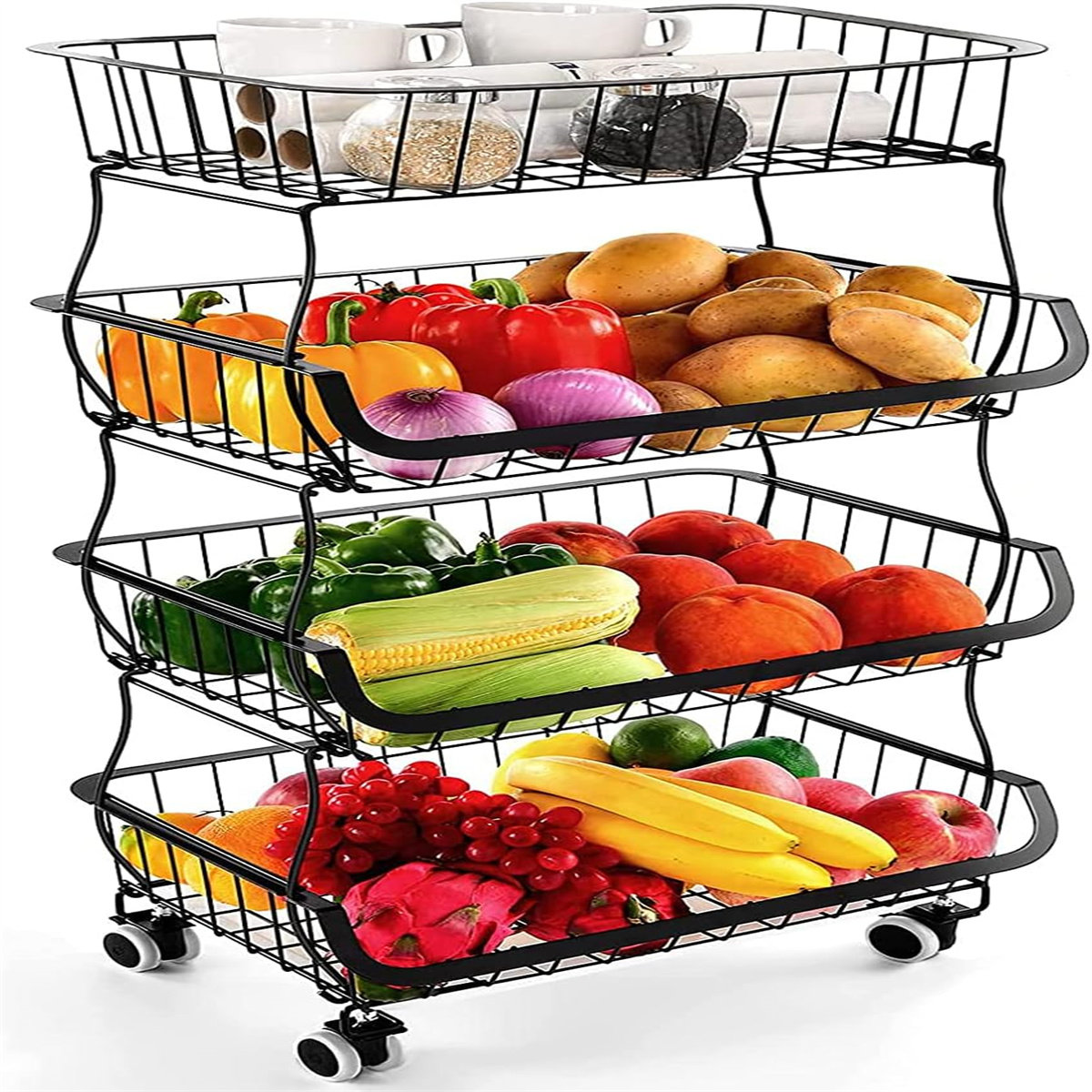 Rebrilliant Fruit And Vegetable Storage - 4 Tier Fruit Basket Stand For ...