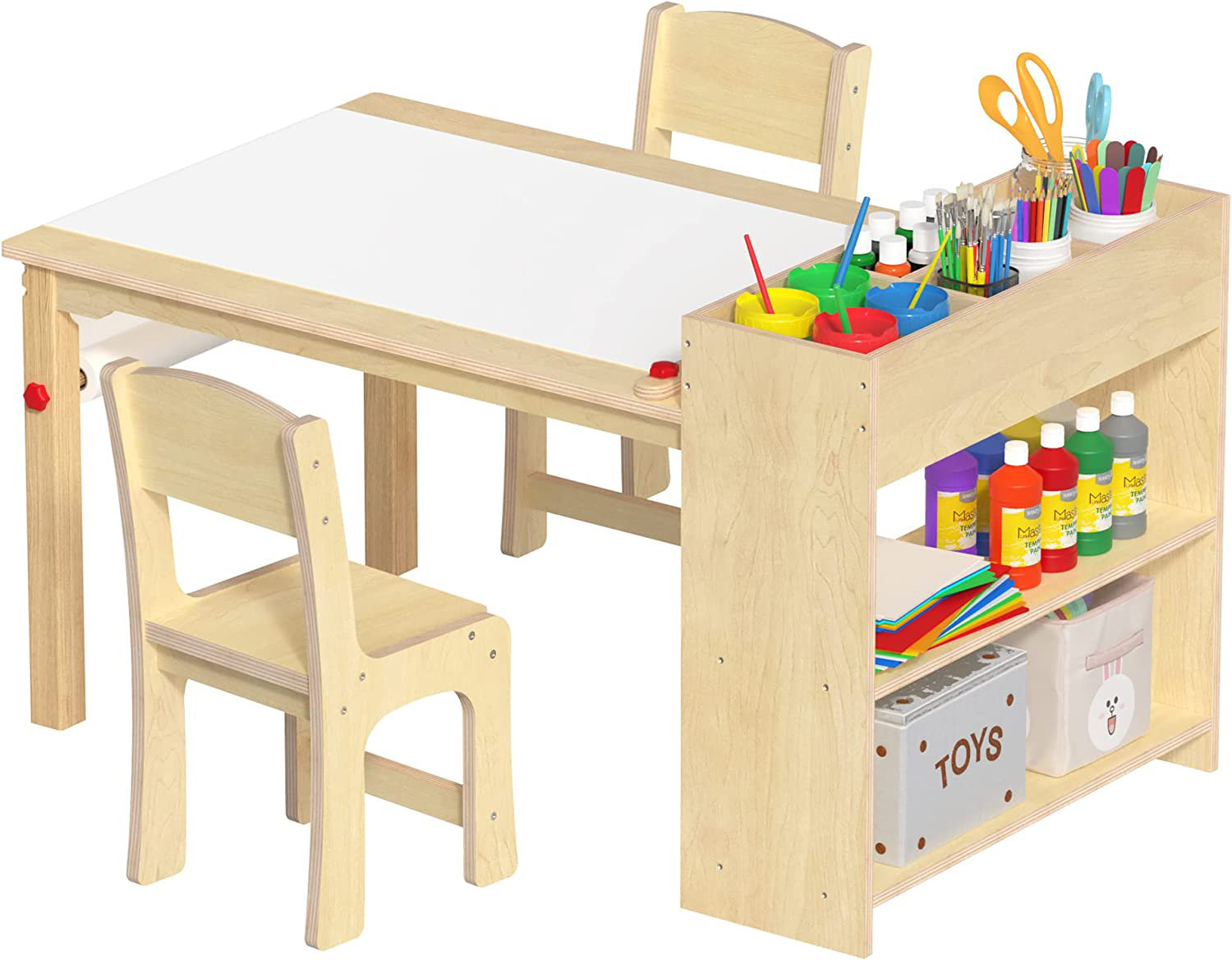 Harriet Bee Kids Art Table And 2 Chairs, Wooden Drawing Desk, Activity ...