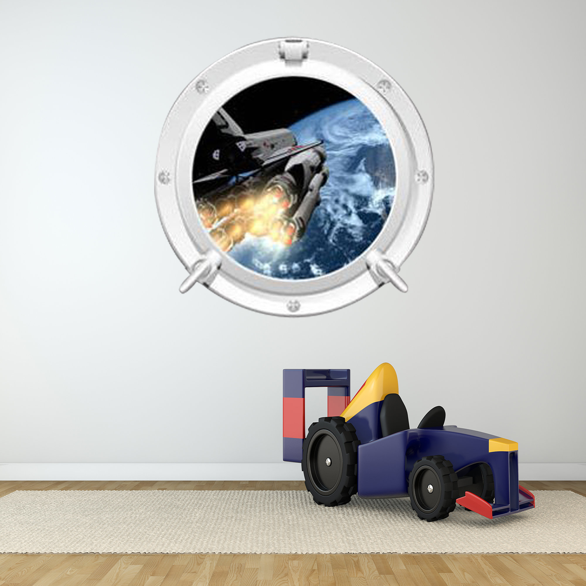 Latitude Run® Space Shuttle Rocket Boosters Porthole Decal | Removable ...
