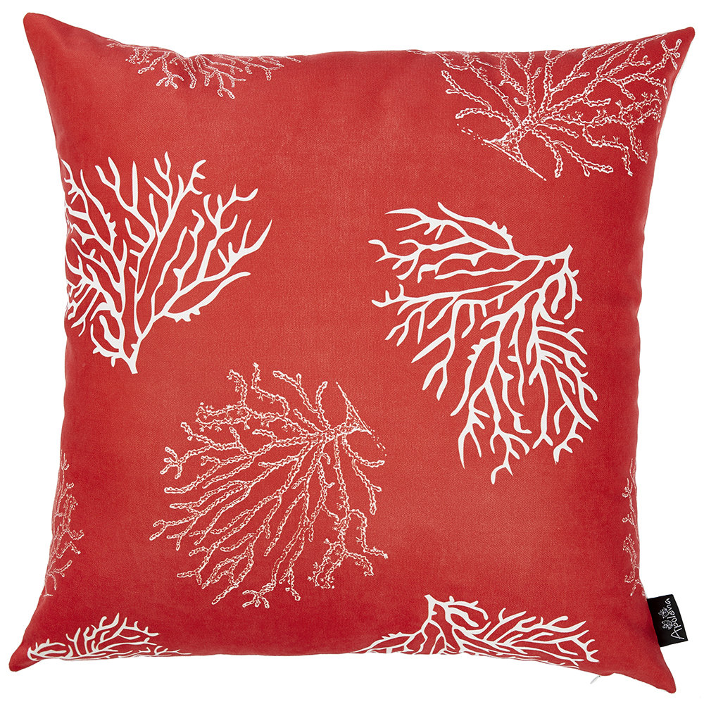 Apolena Nautical Red and Silver Coral Reef Decorative Throw Pillow ...
