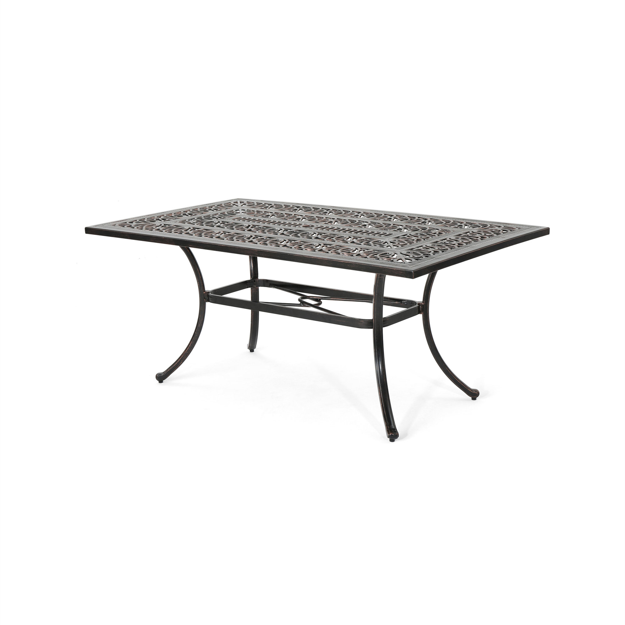 World Menagerie Outdoor Rectangular Cast Aluminum Dining Table (Only ...
