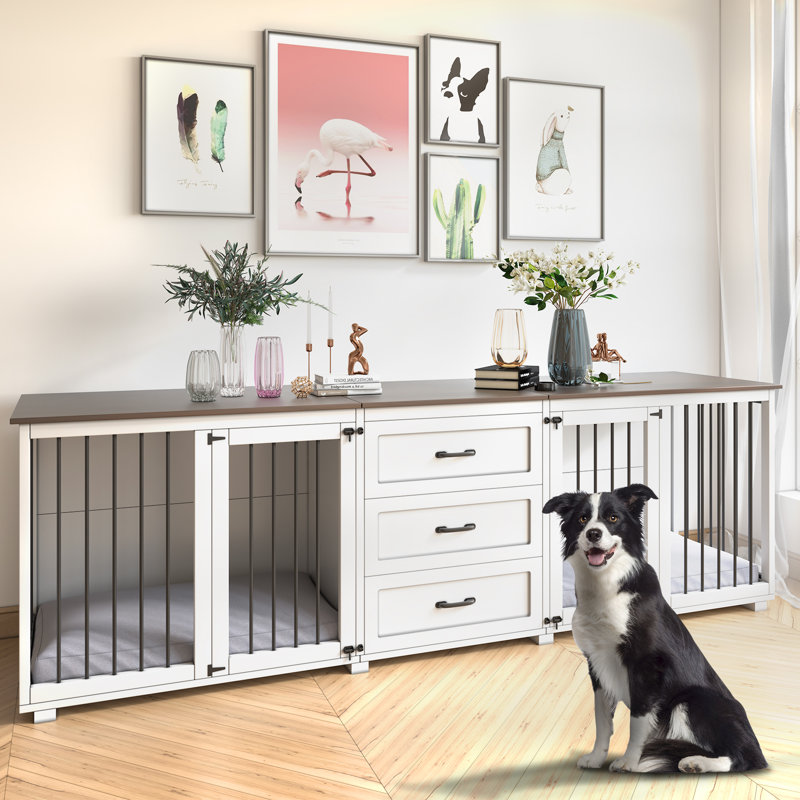 Tucker Murphy Pet™ Furniture Style Wooden Dog Crate with 3 Drawers ...
