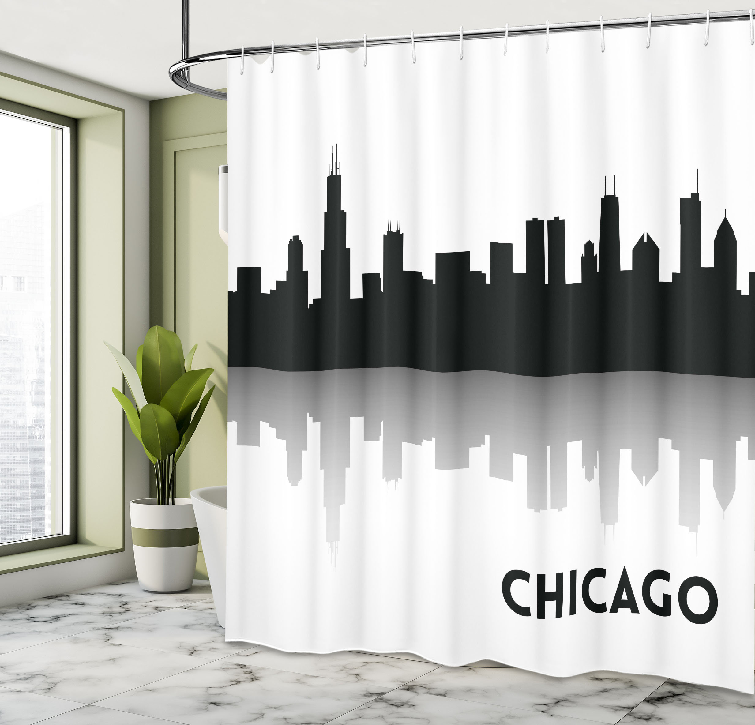 East Urban Home Chicago Shower Curtain Downtown Skyscapers | Wayfair