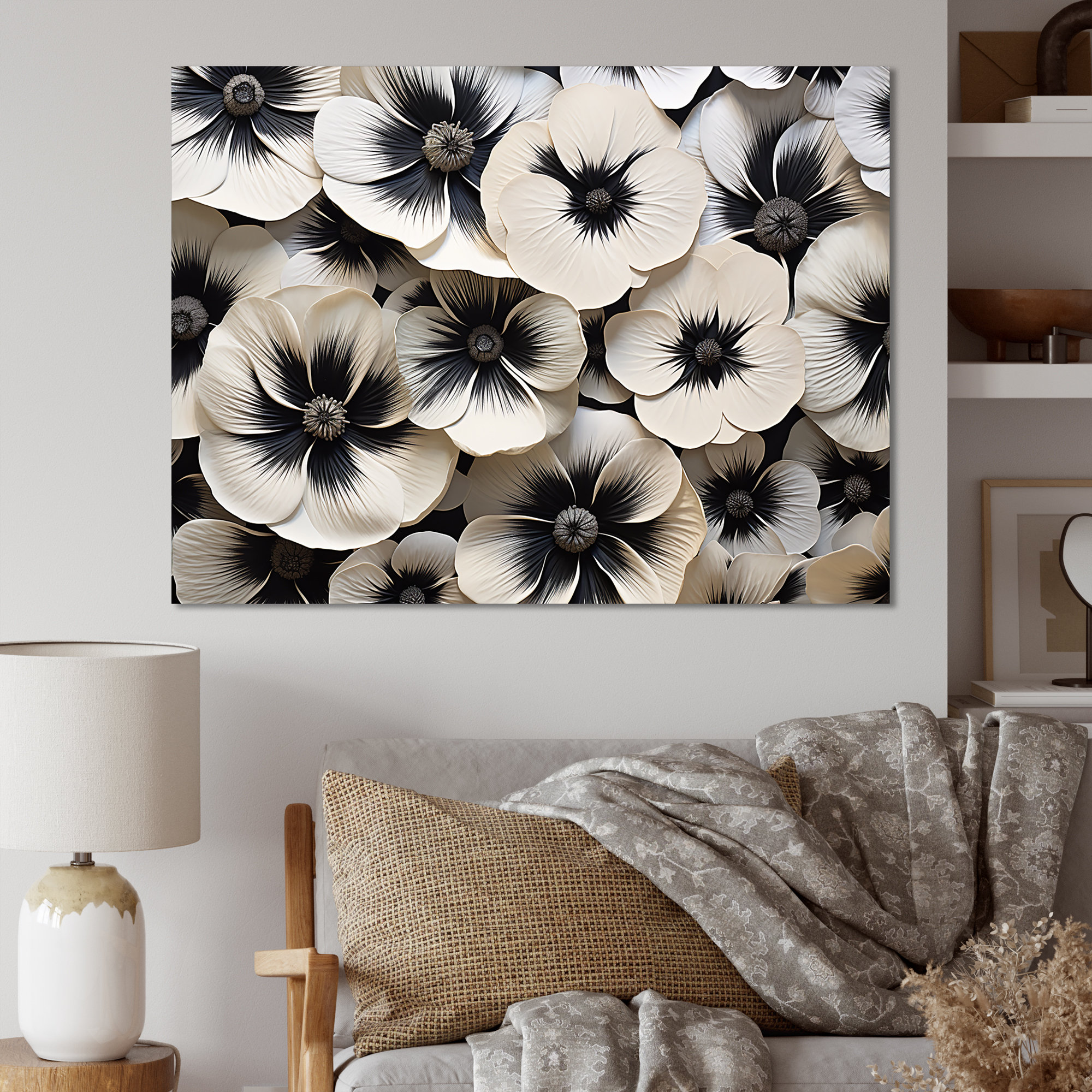 Design Art White And Back Pansy Harmony I On Canvas Print | Wayfair