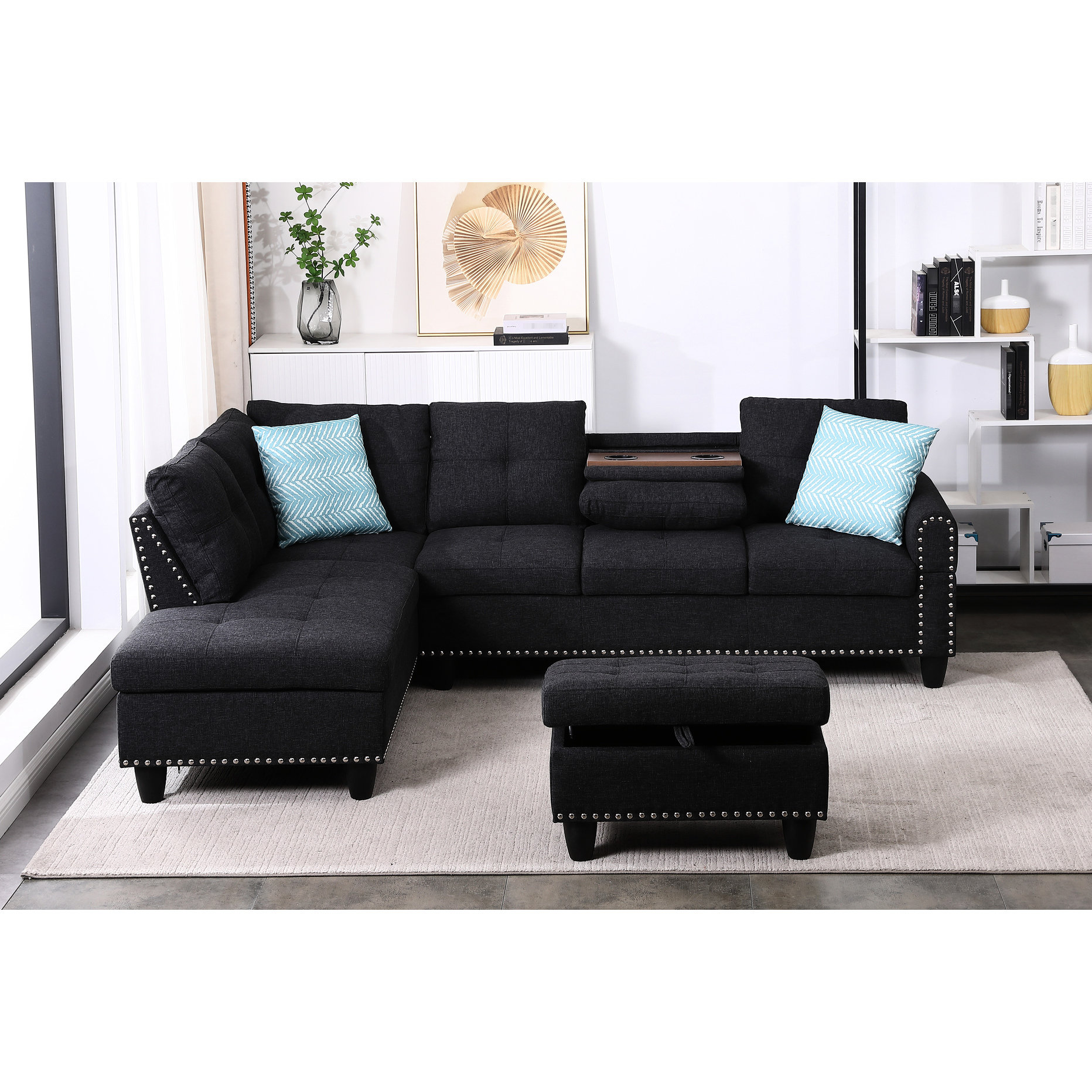 Latitude Run® 3 - Piece L Shaped With Rivet Trim, Ideal For Movie/game ...