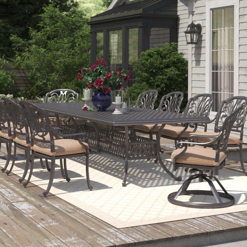 Bloomsbury Market Anae 11-Piece Patio Dining Set with Cushions and 46 x ...