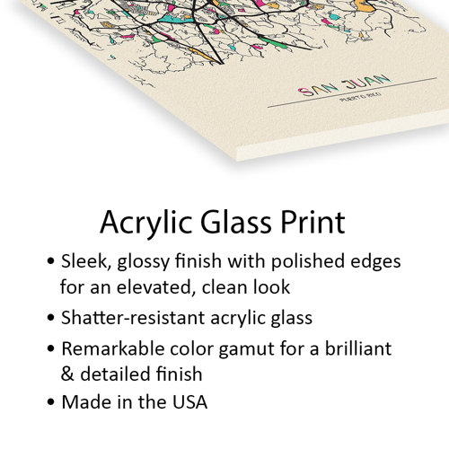 17 Stories San Juan, Puerto Rico Map On Plastic / Acrylic by Ayse Deniz ...