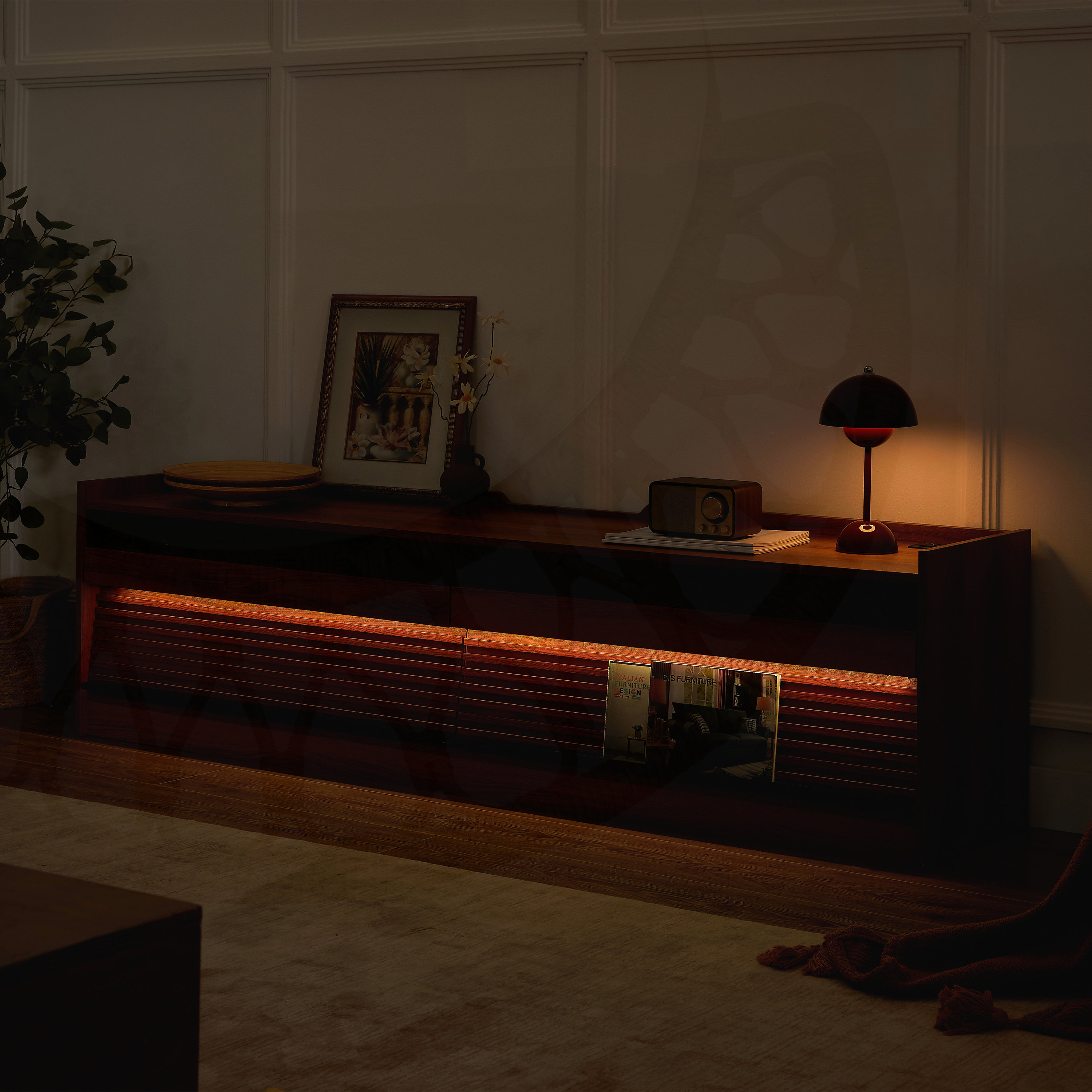 FOSHNATURE Mirod Modern TV Stand With Ample Storage, Four Drawer Design ...