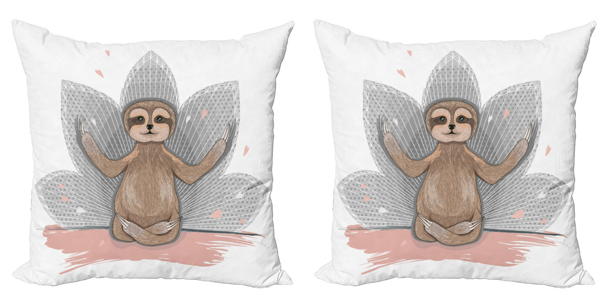 Ambesonne Sloth Decorative, Little Sloth Lotus Flower Yoga Asana ...