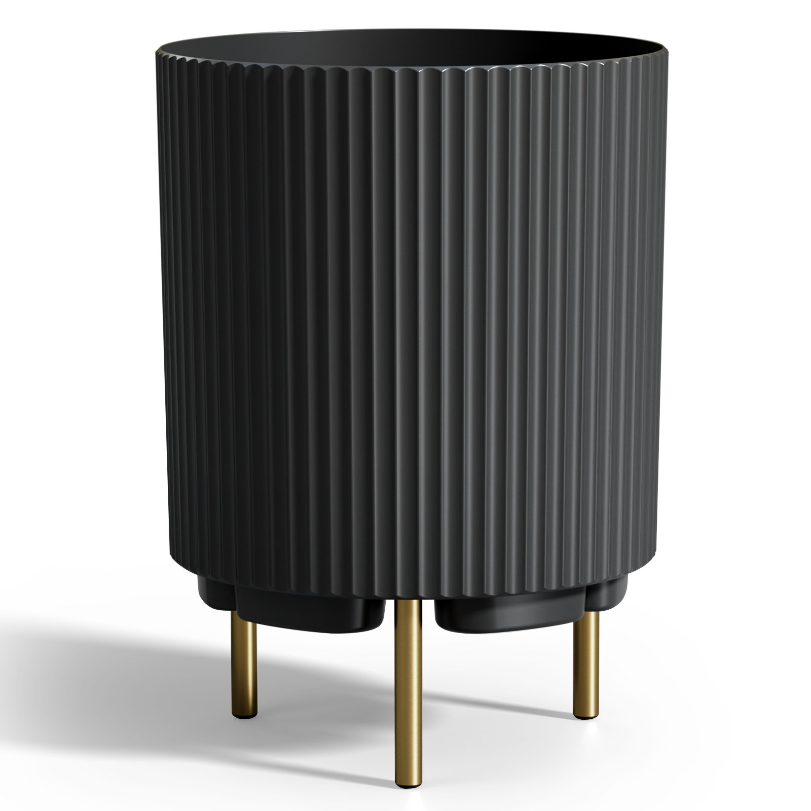 Mercer41 Round Planter With Stand, 14.76 Inch Plastic Flower Pot Modern ...