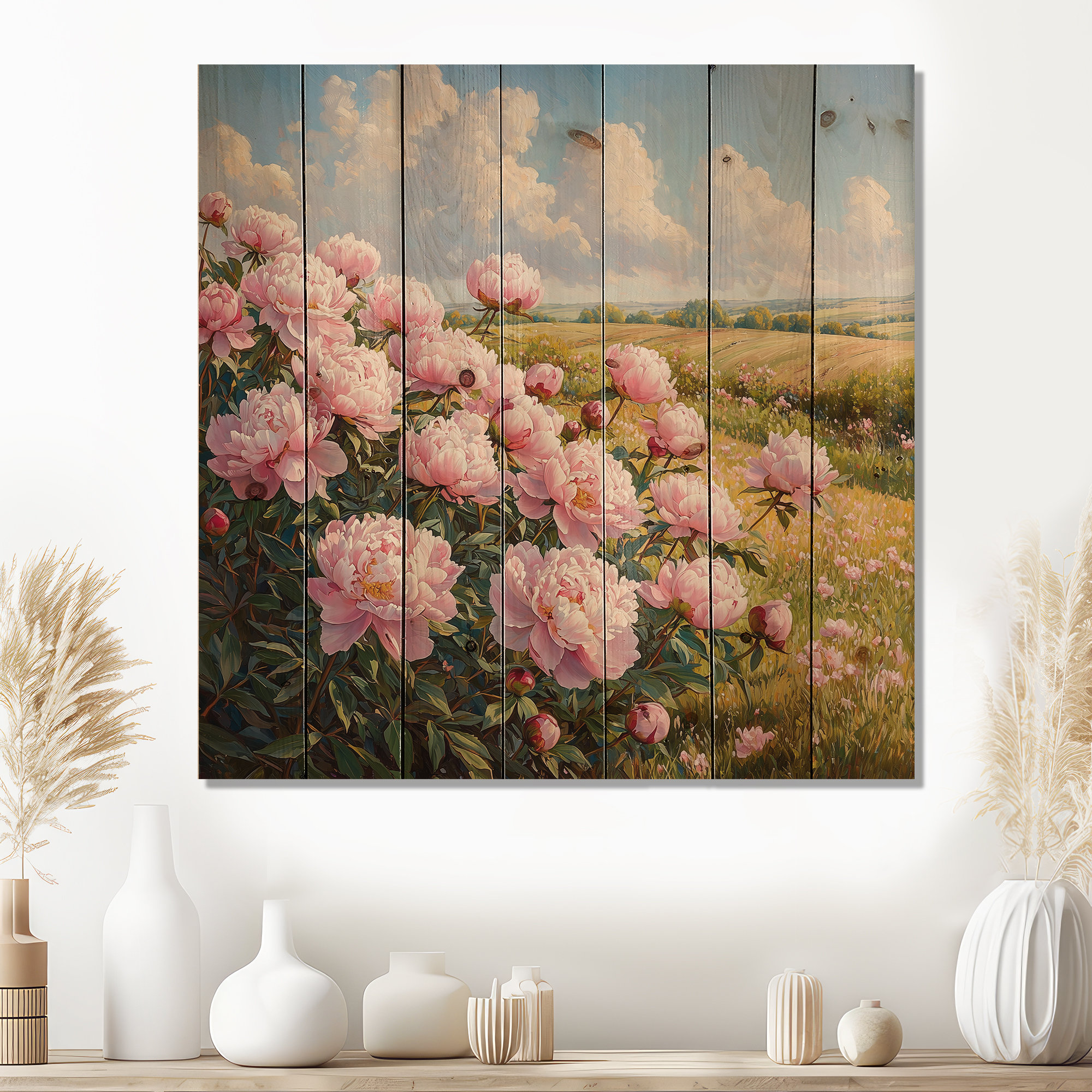 Ophelia & Co. Peonies At The Farms Edge III - Peonies Wood Wall Decor ...