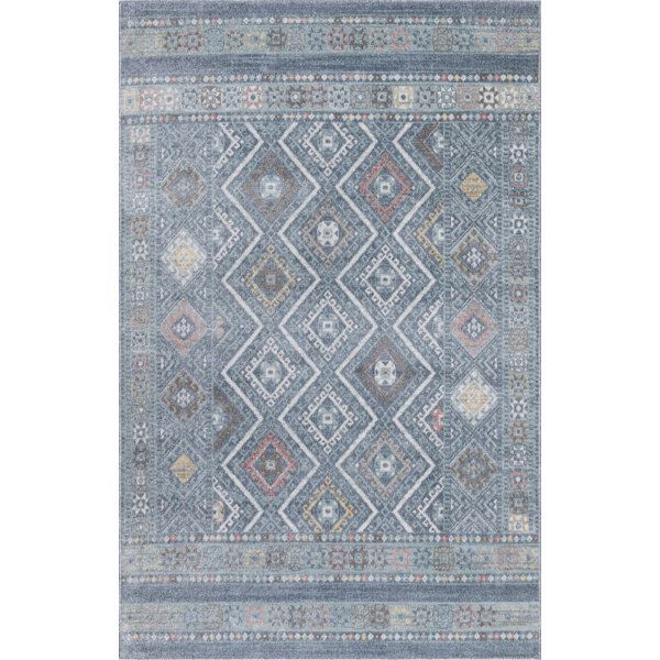 Bungalow Rose Machine Washable Alden Blue/Ivory Rug & Reviews | Wayfair