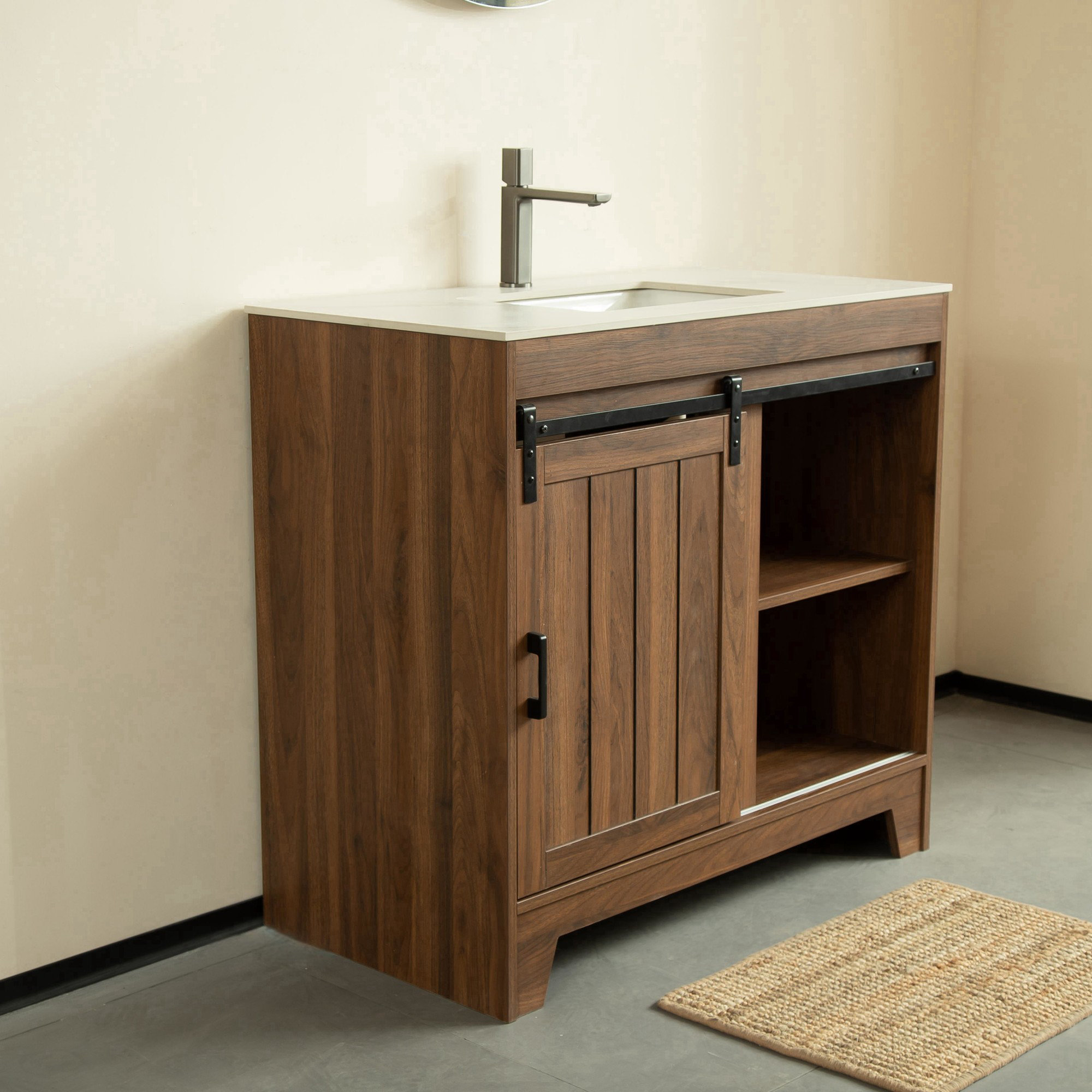Gracie Oaks 36" Freestanding Farmhouse Style Bathroom Vanity with ...