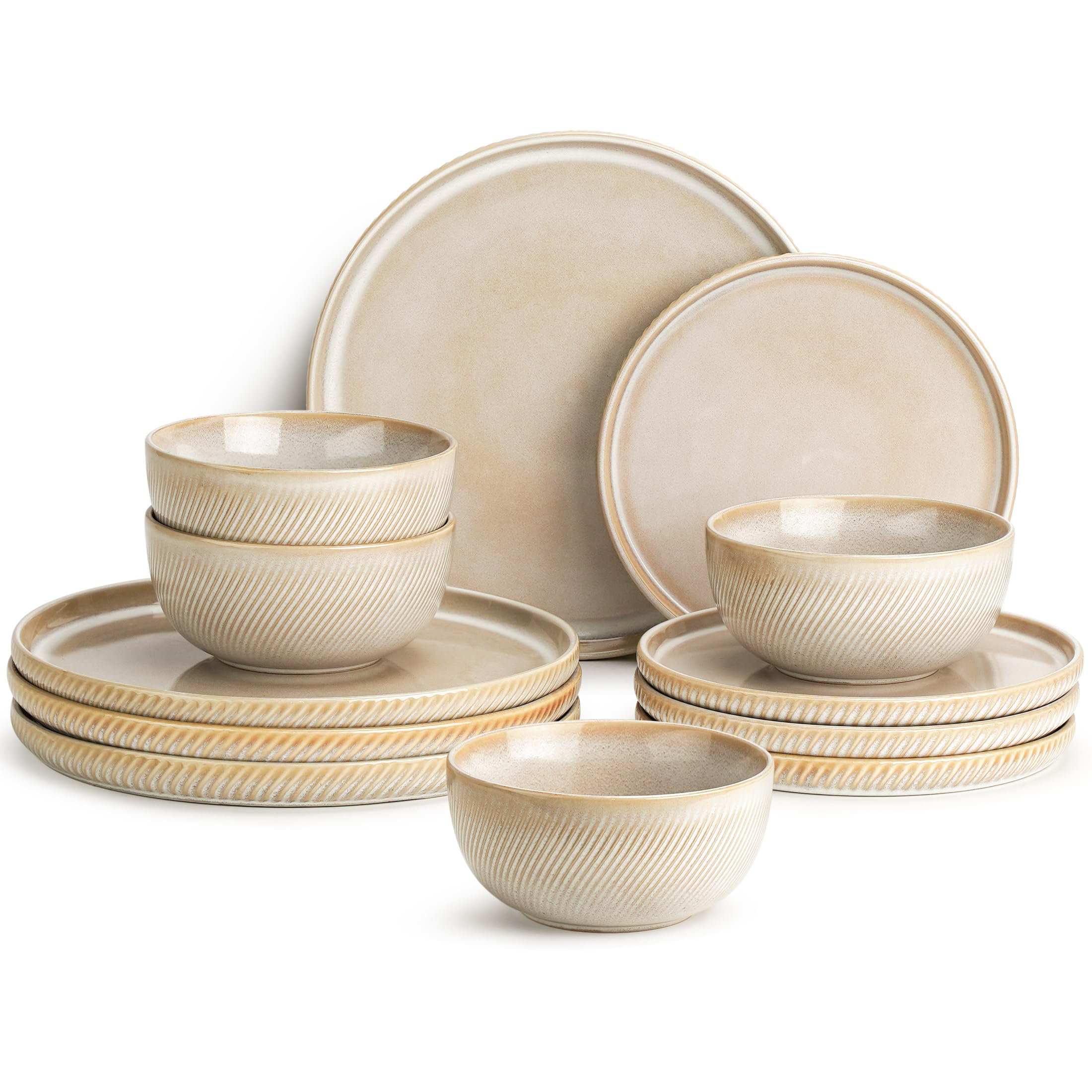 Hokku Designs Stoneware Dinnerware Sets For 4, 12-Piece Scratch ...