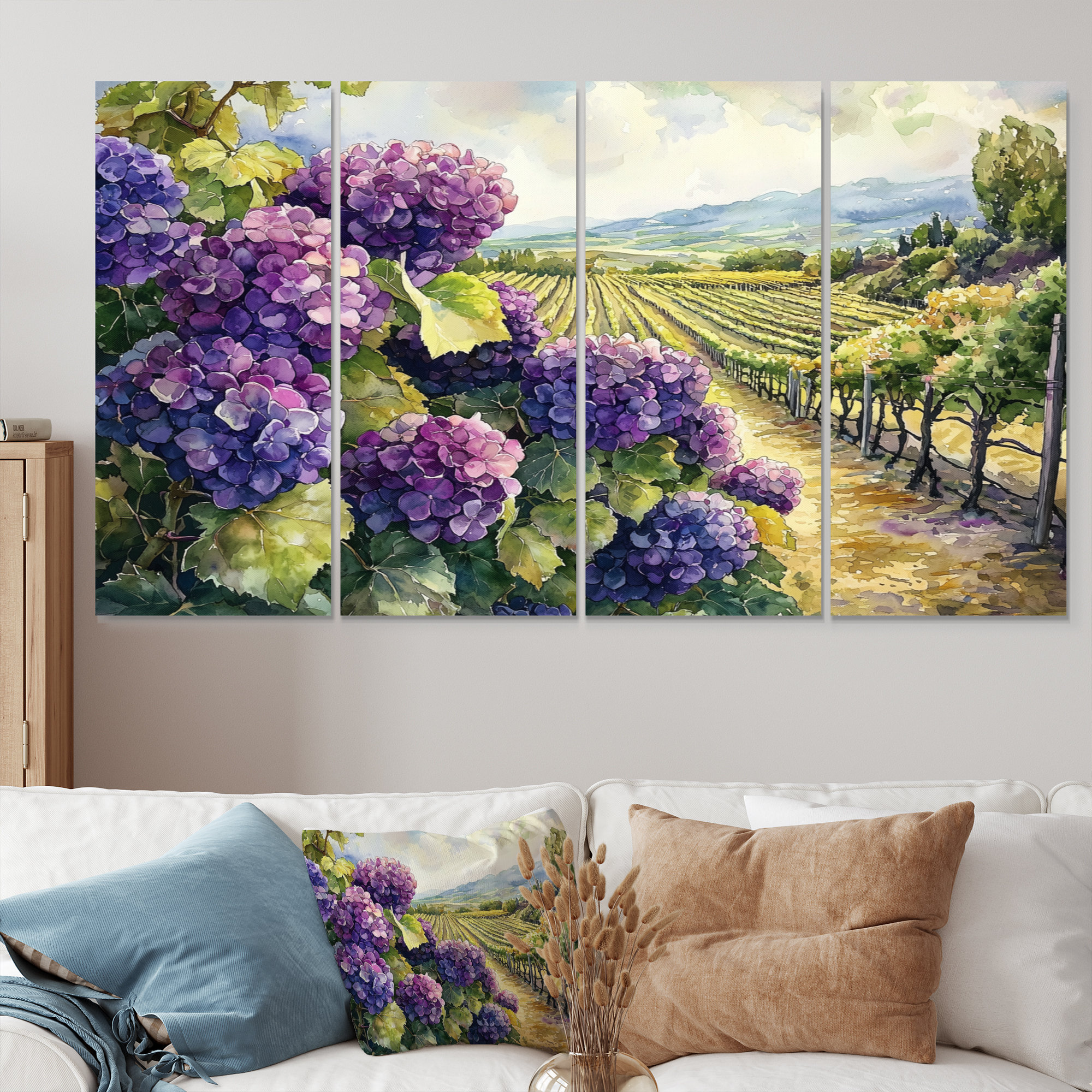 August Grove® Hydrangeas In The Vineyard - Hydrangea Wall Art ...