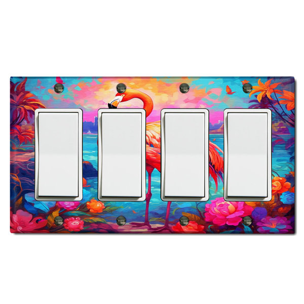 WorldAcc Nature Themed 4 - Gang Rocker Standard Wall Plate | Wayfair