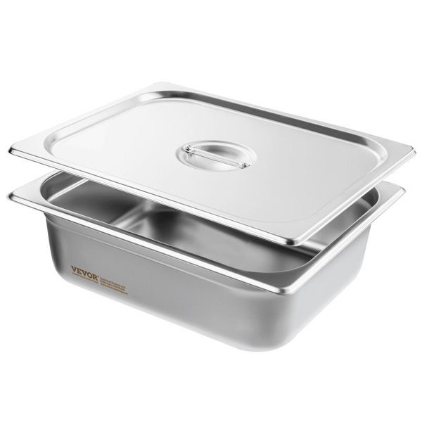 VEVOR 1/2 Size Anti-Jam Steam Pan with Lid 4-Inch Deep Table Pan | Wayfair