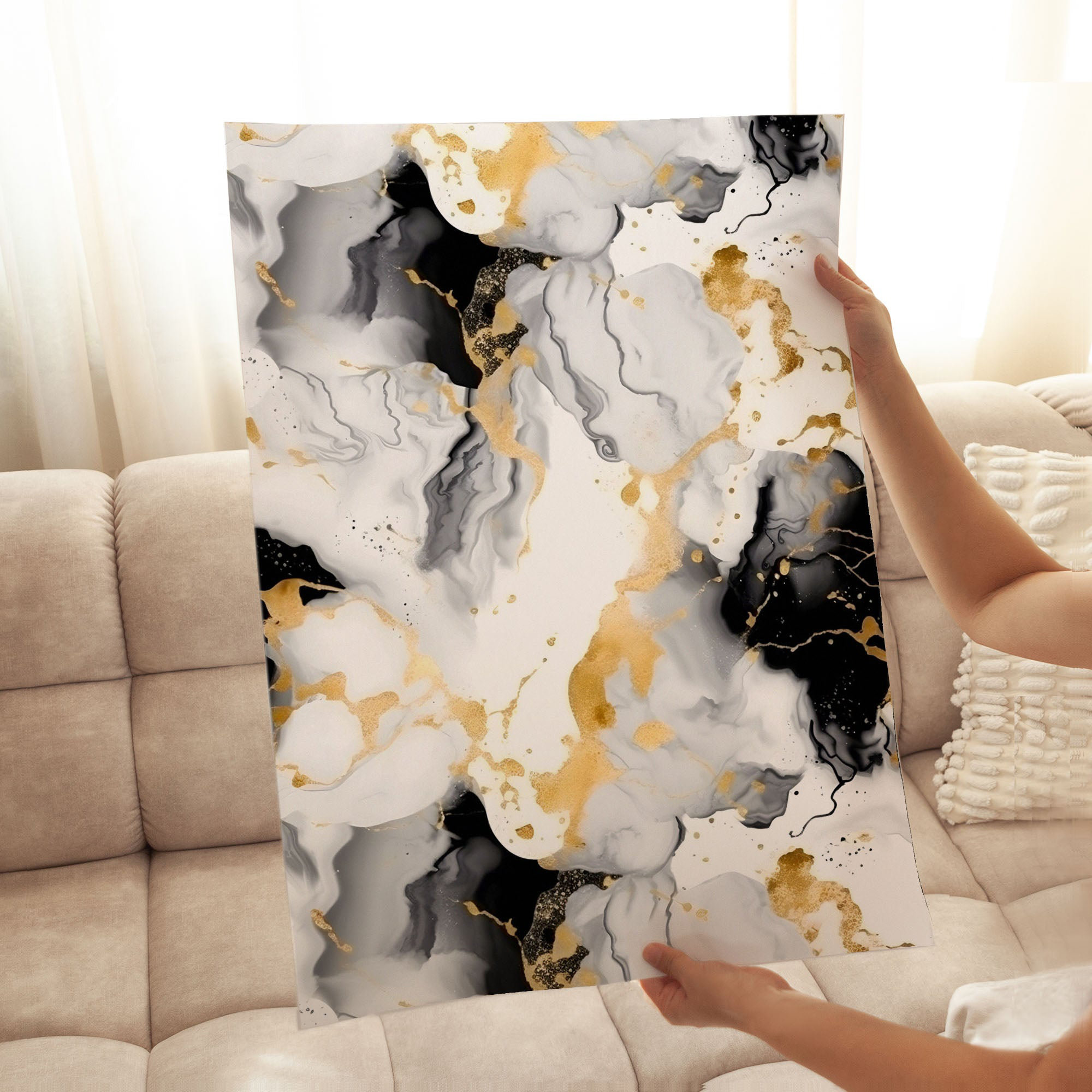 Winston Porter Abstract Gold Strokes III Modern Unframed Art Print ...