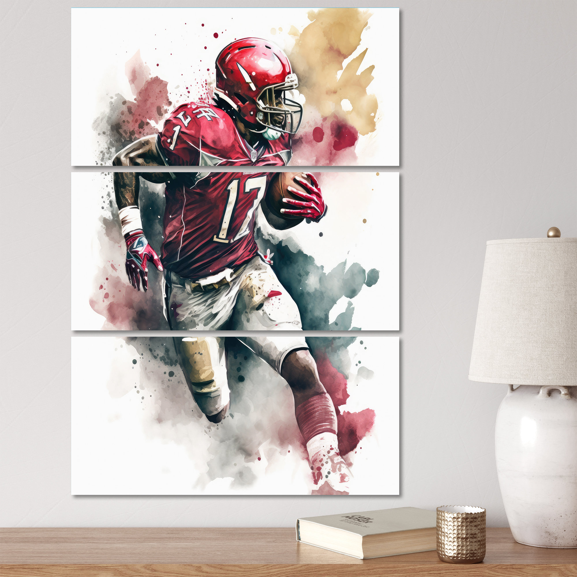 Hokku Designs Football Player On Field II - Sport Football Canvas Wall ...