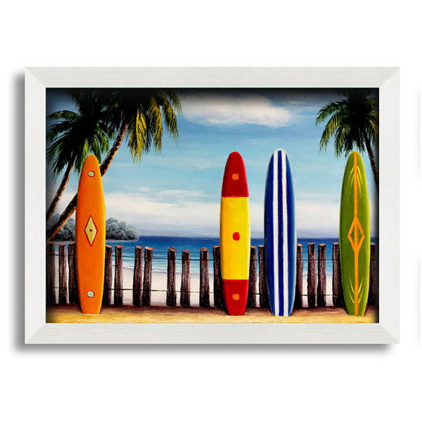 Bay Isle Home Surfboards On The Fence - Single Picture Frame Art Prints ...