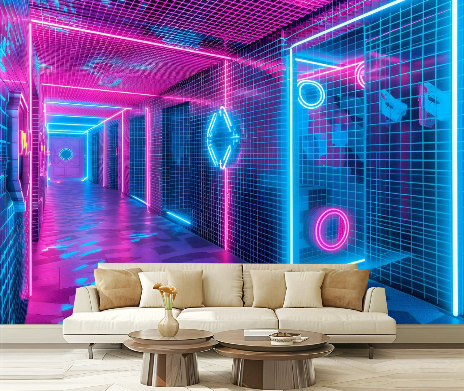 Latitude Run® Peel and Stick Canvas Wallpaper Wall Mural 80s Retro Room ...