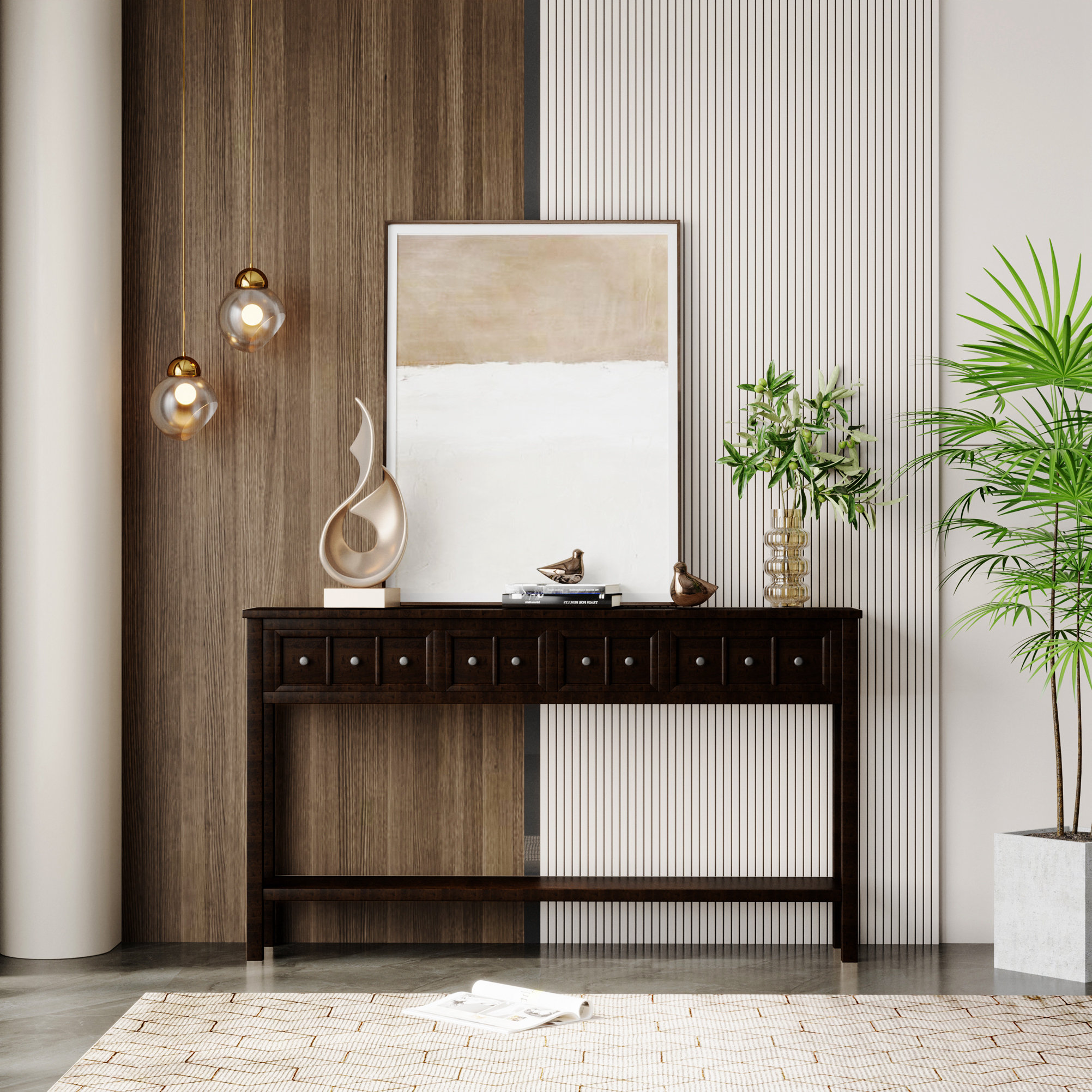 Red Barrel Studio® Tarsita Rustic Entryway Console Table Long Sofa ...