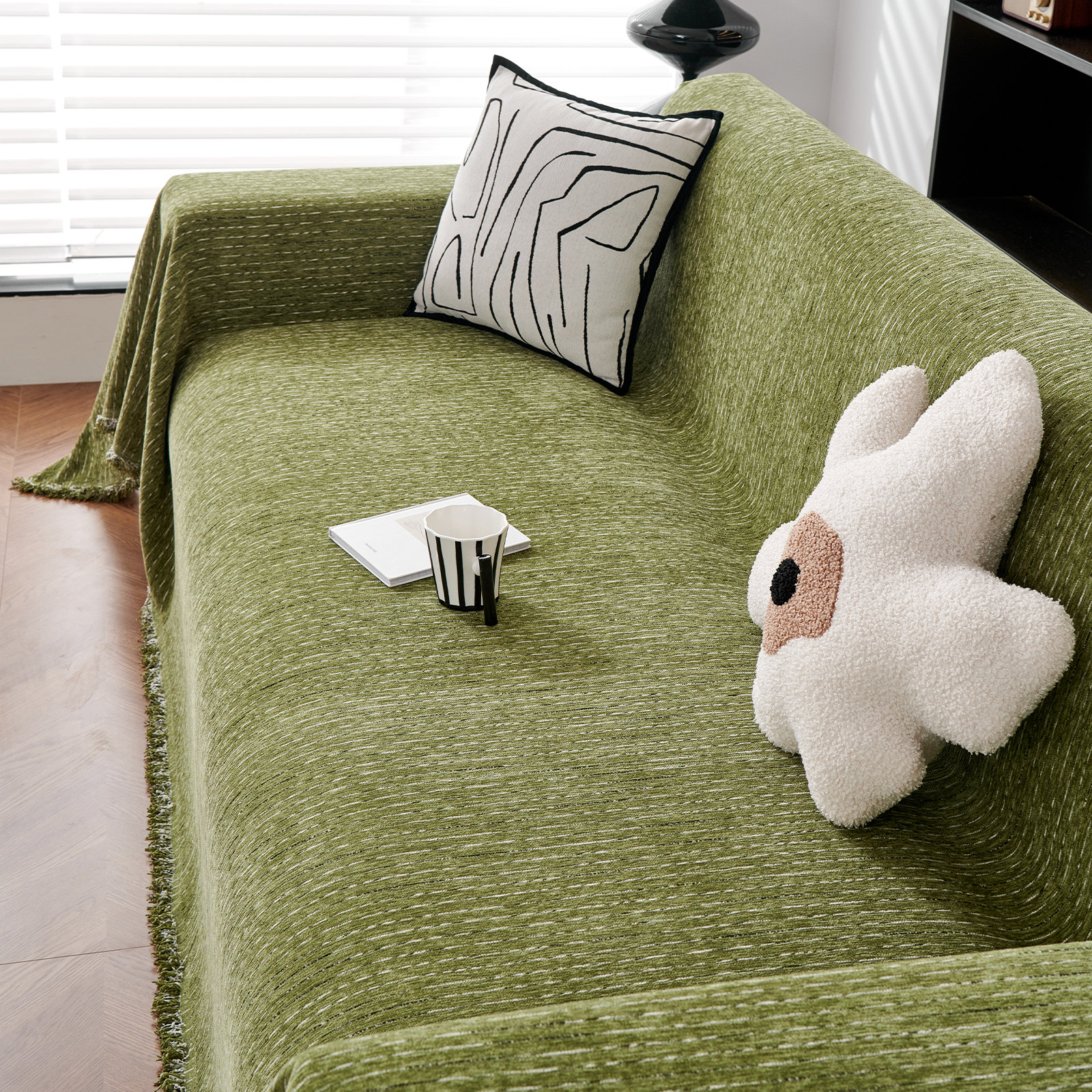 Latitude Run® Multi-Color Chenille Classic Fine Striped Sofa Slipcover ...