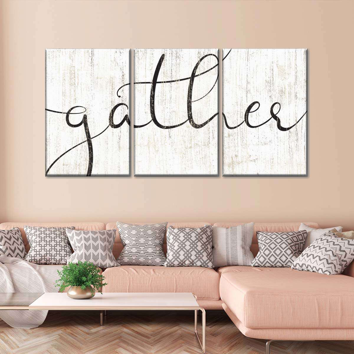 Trinx Gather Calligraphy On Canvas 3 Pieces Set | Wayfair